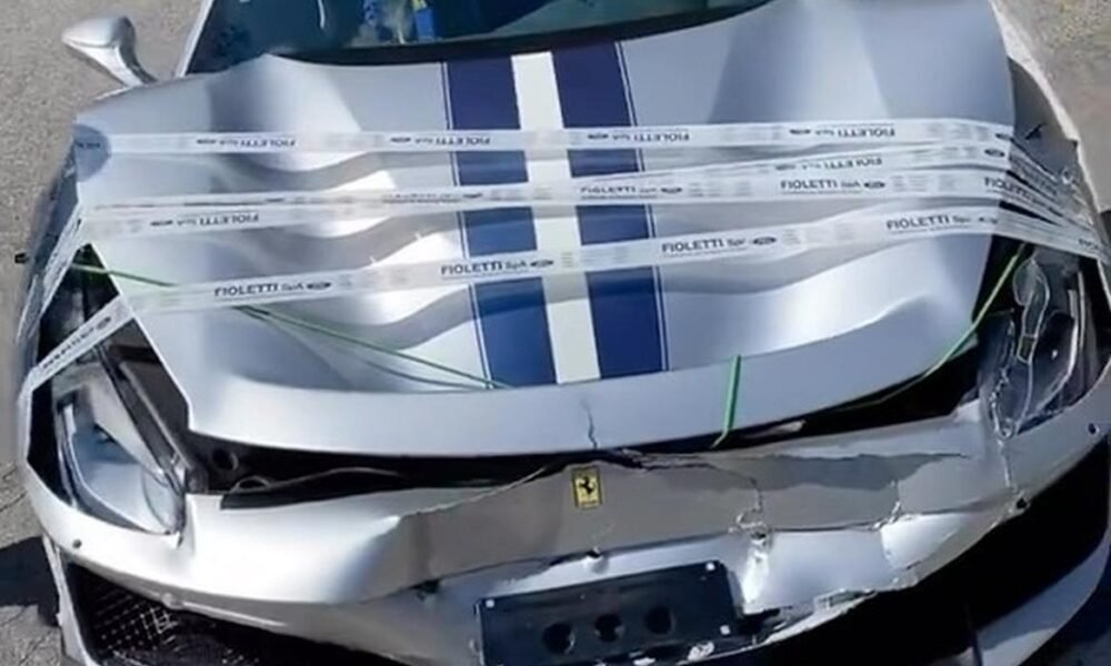 Ferrari 488 Pista crashes into a Mercedes-AMG A45 during a rally - The ...