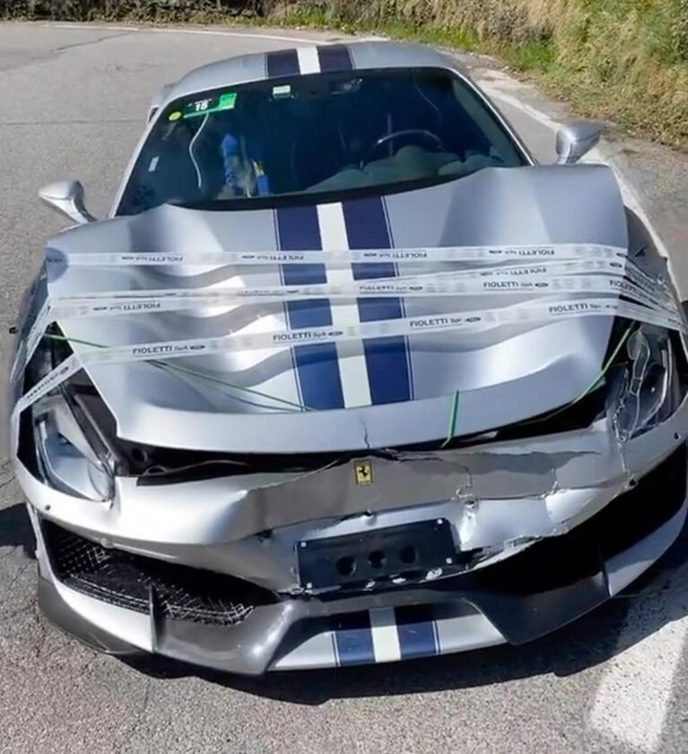 Ferrari 488 Pista crashes into a Mercedes-AMG A45 during a rally - The ...