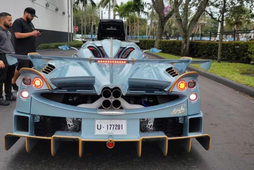 Pagani Imola Roadster finished in frozen blue & gold lands in Florida ...