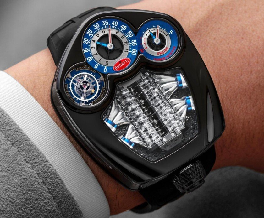 Jacob & Co. Bugatti Tourbillon watch has an actual V16 engine inside it ...